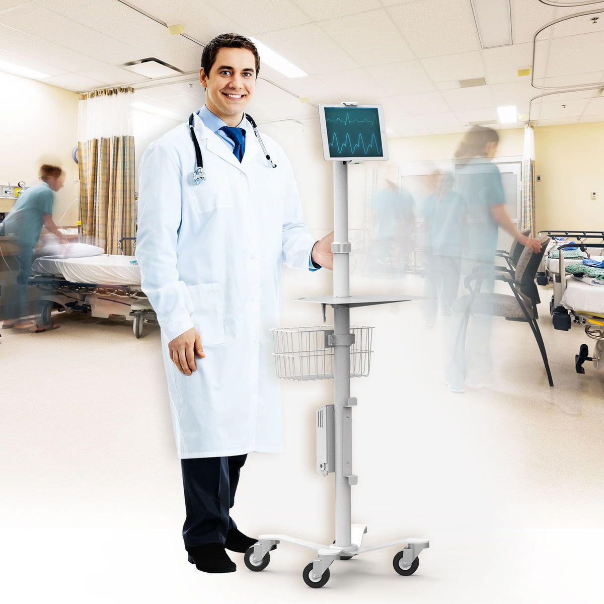 Medical Rolling Cart / Kiosk / Mobile Workstation for 7" - 13" Tablets ...